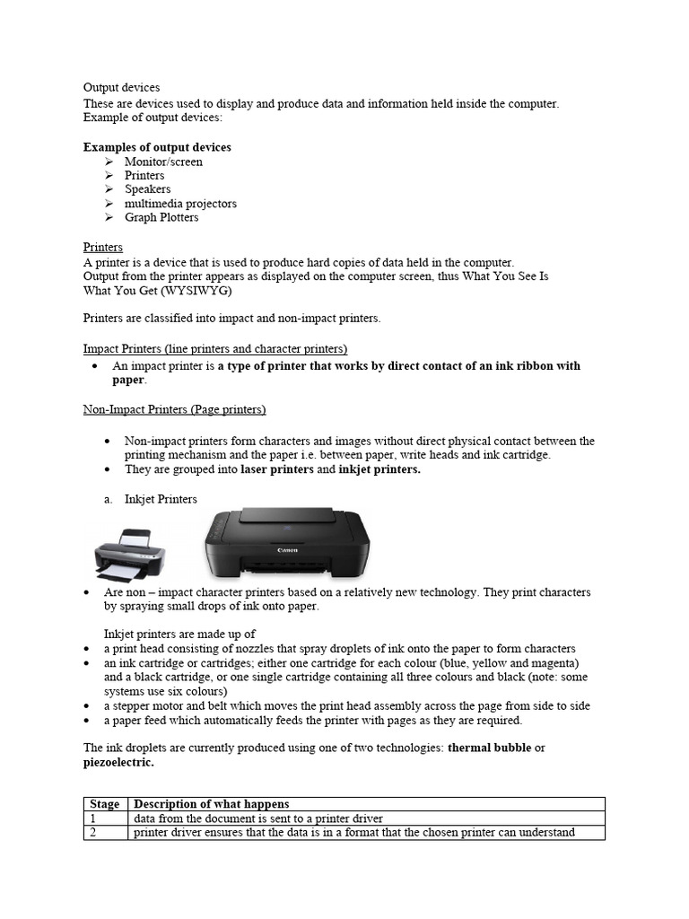 Output Devices: Types and Functions | PDF | Computer Data Storage ...