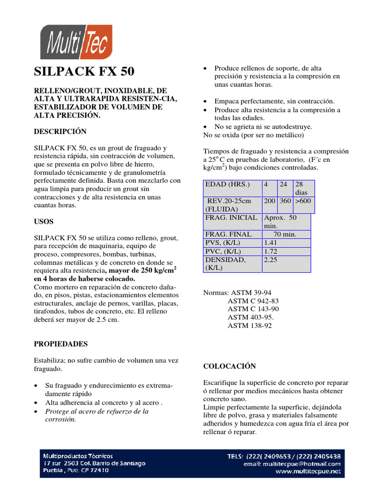 Silpak fx50 PDF | PDF | Hormigón | Materiales
