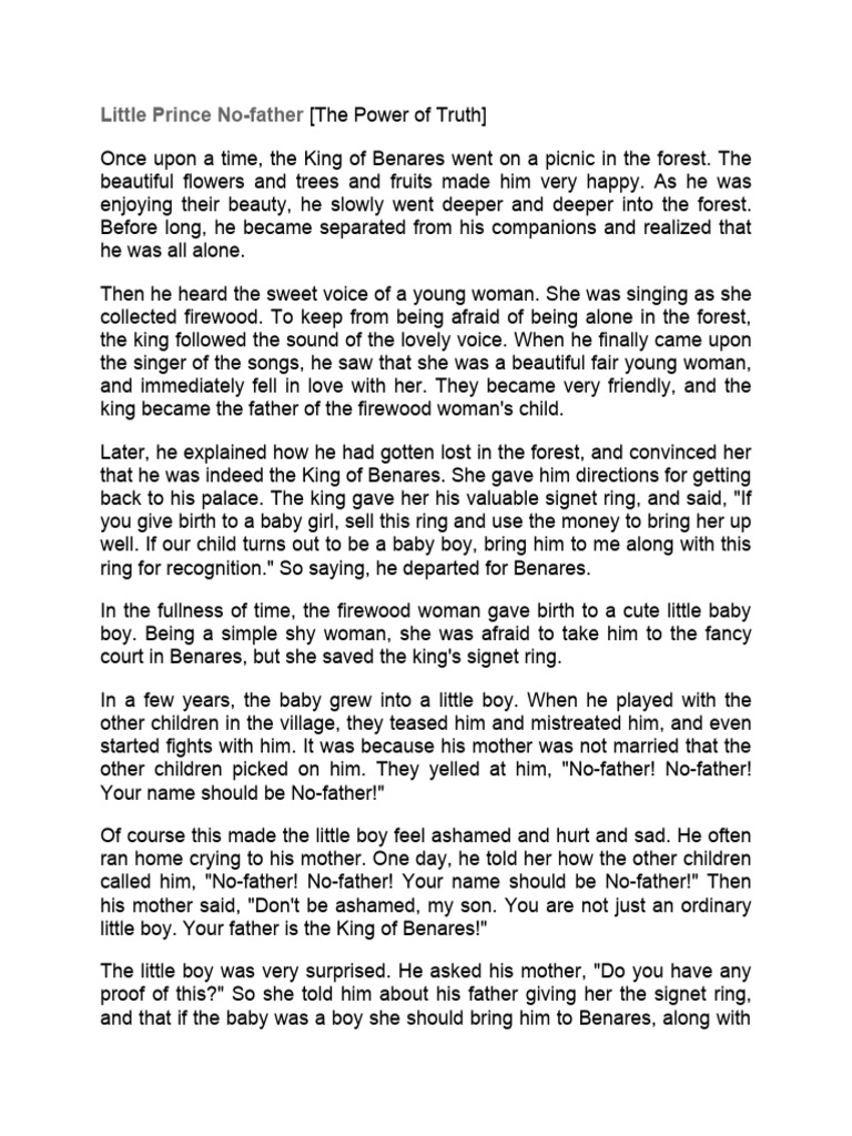 Eitk Unit 4 Little Prince, No Father | PDF