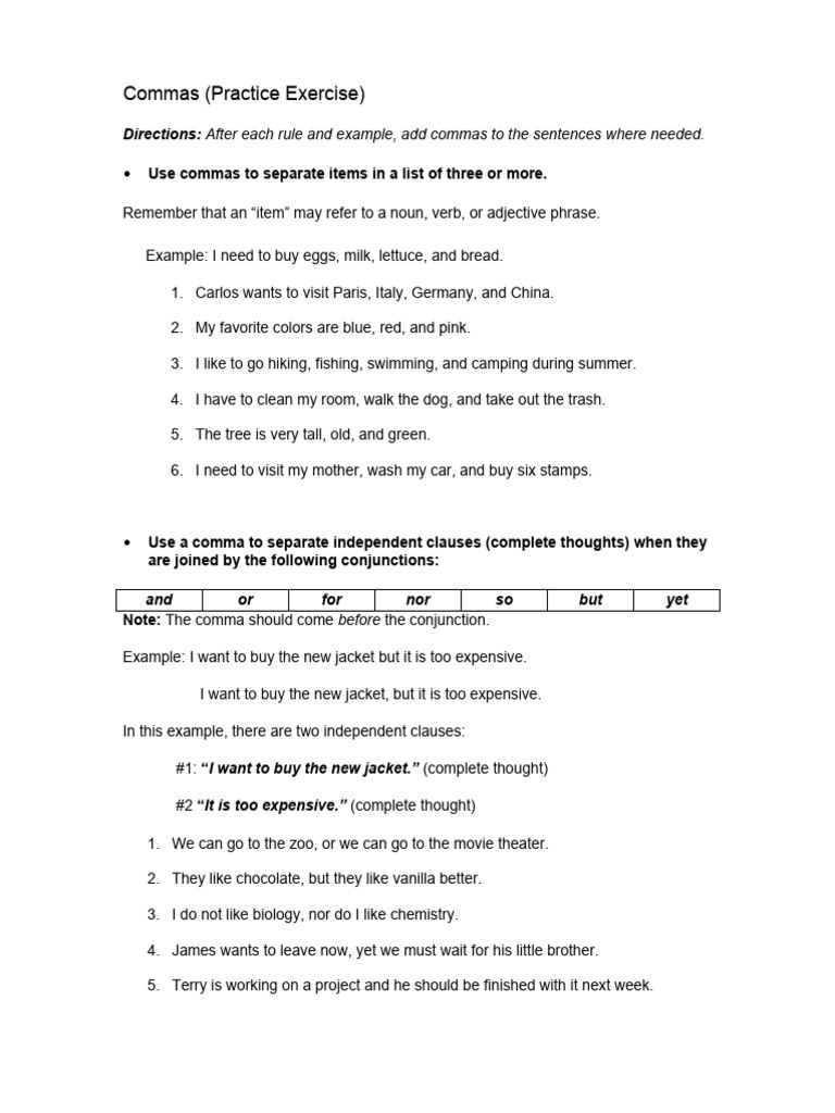1a-Punctuation (Practice Exercise 1) | PDF | Comma | Grammar