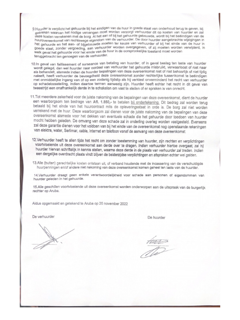 9. Huurder is Verplicht Het Gehuurde Bij Het Eindigen Van de Huur in Goede Staat Van Onderhoud ...