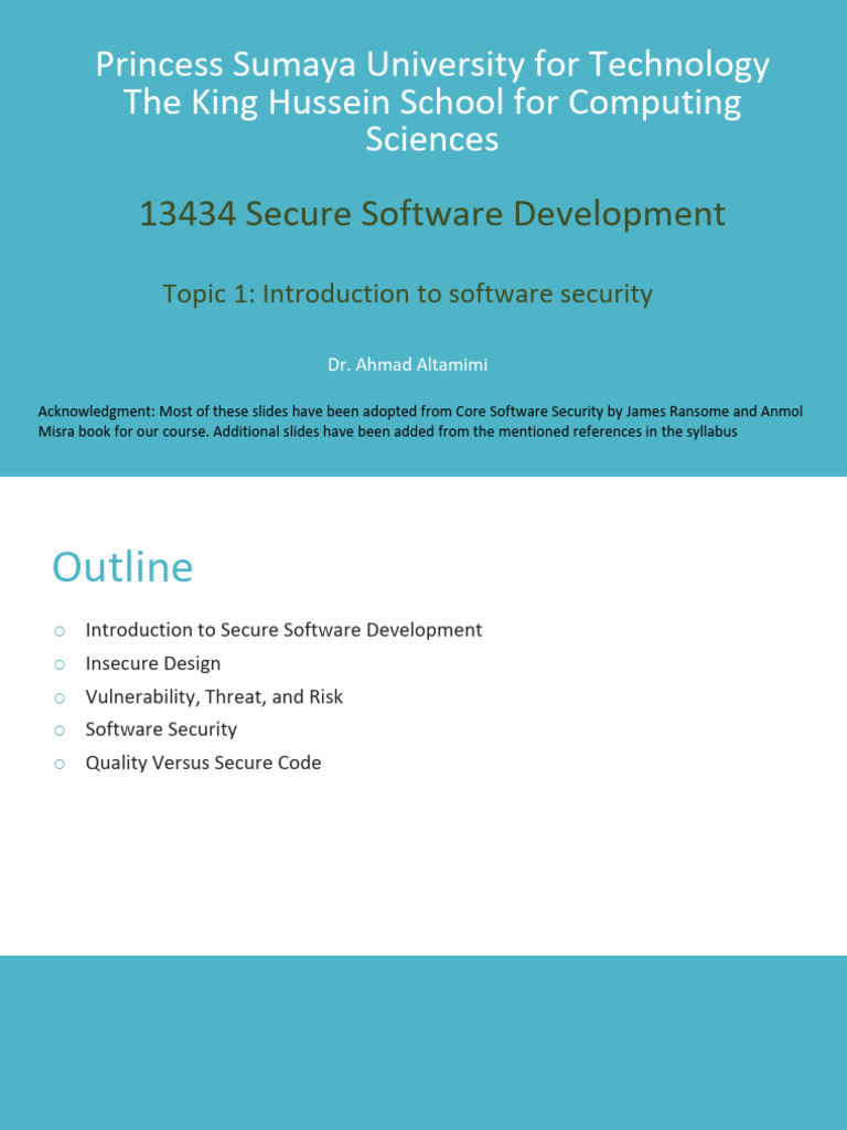 01. Introduction to software security | PDF | Security | Computer Security