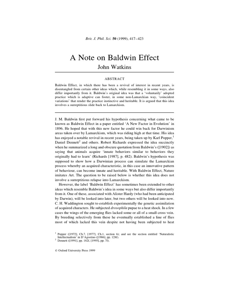Watkins. A Note On Baldwin Effect (1999) | PDF | Mutation ...
