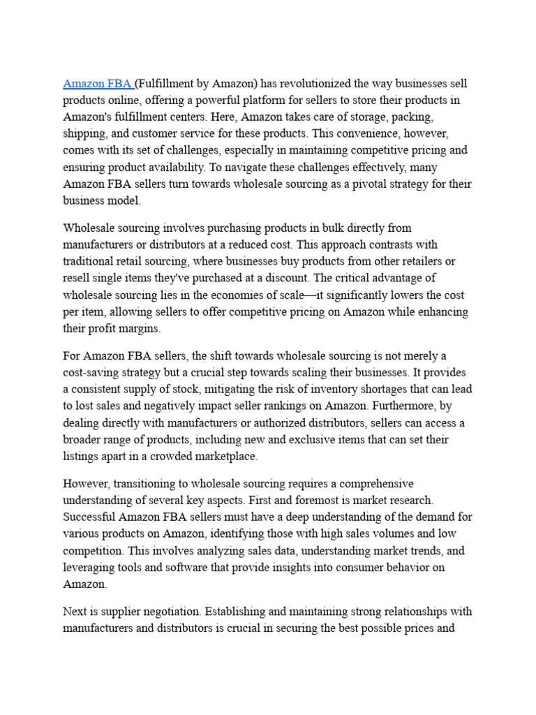 Amazon FBA | PDF | Inventory | Sales