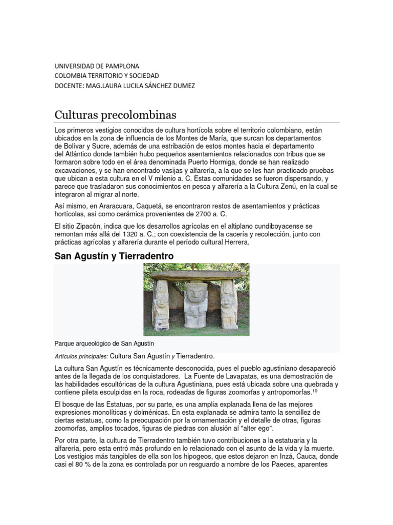 Universidad de Pamplona Culturas Precolombinas | PDF | Pueblos Indígenas de las Américas | Colombia