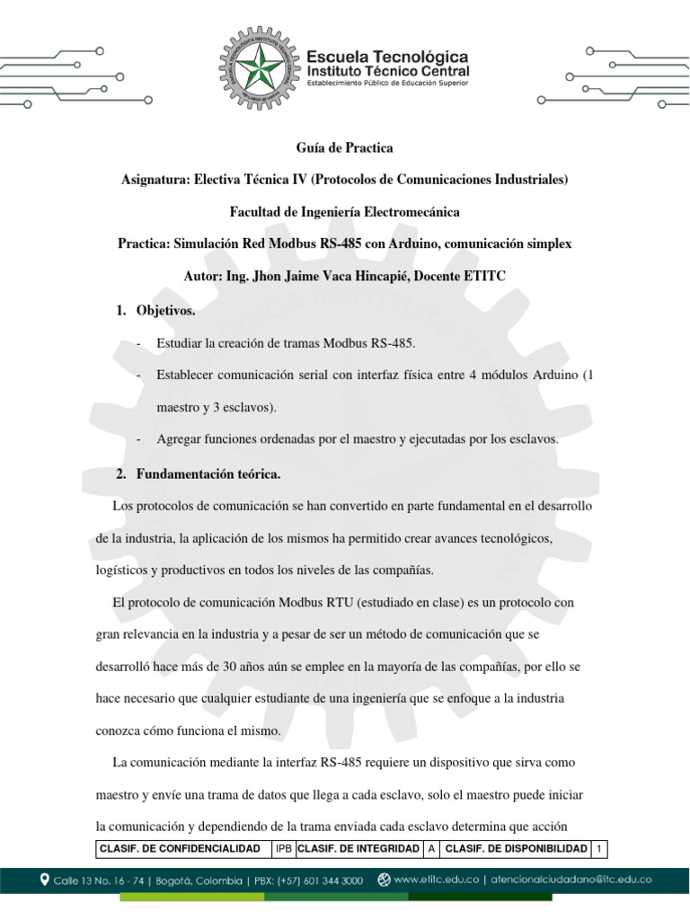 Guia Practica Comunicacion Modbus RS-485 Arduino | PDF | Arduino | Diodo emisor de luz