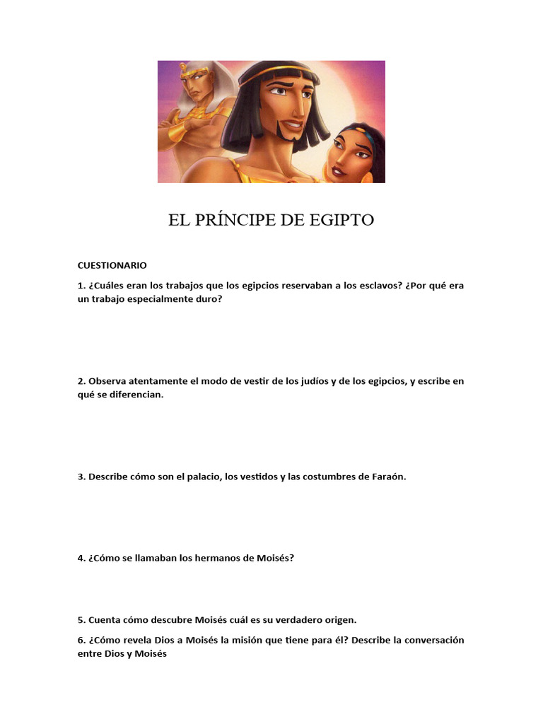El Príncipe de Egipto FICHA | PDF