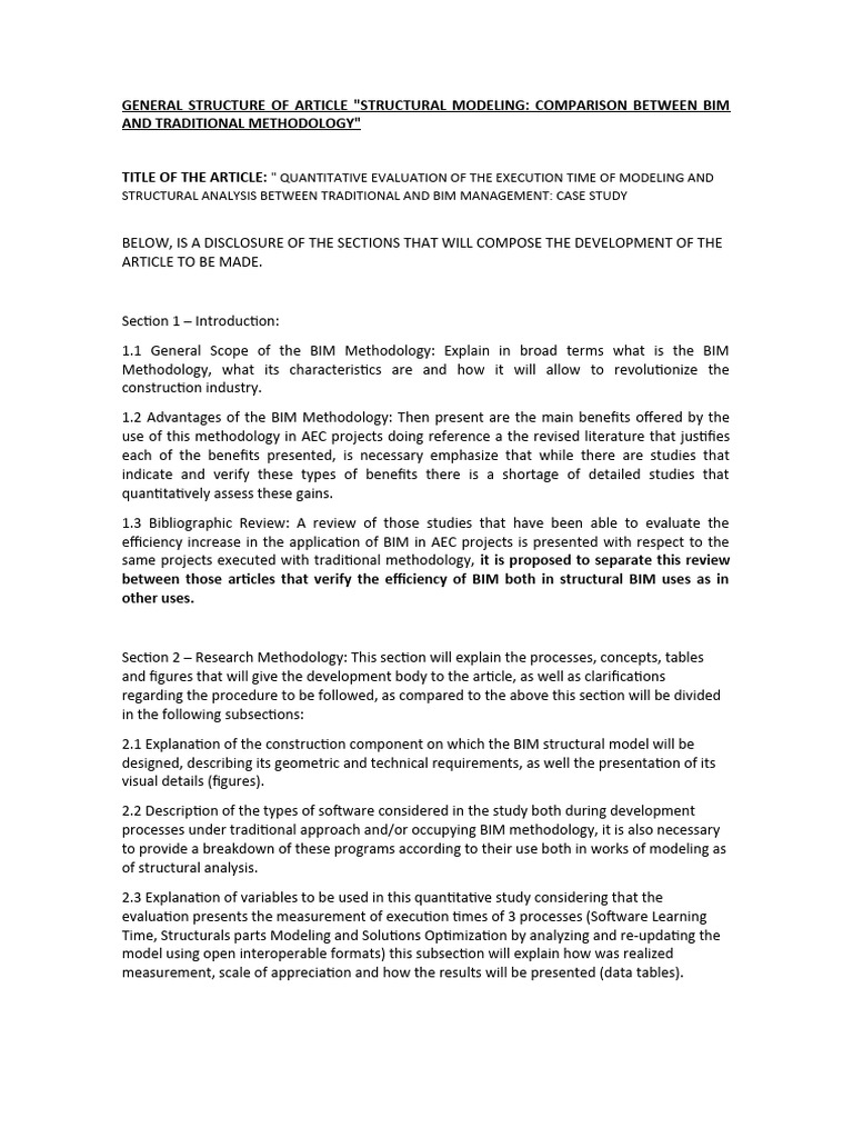 General Structure of Article Bim Vs Traditional Methodology Before and ...