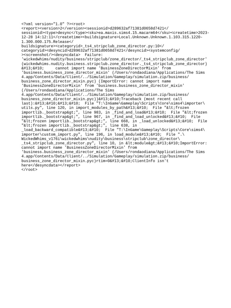 Sims 4 Desync Error Report | PDF