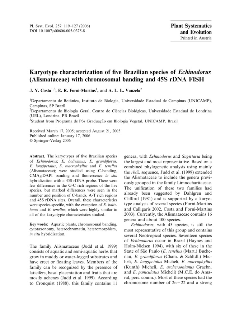 Costa Et Al 2006 Karyotype Characterization Of Five Brazilian Species