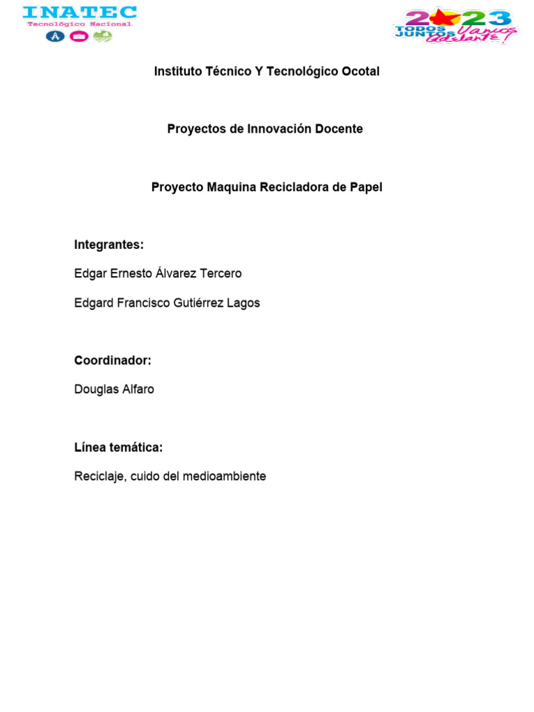 Proyecto De Reciclaje Pdf Reciclaje Residuos