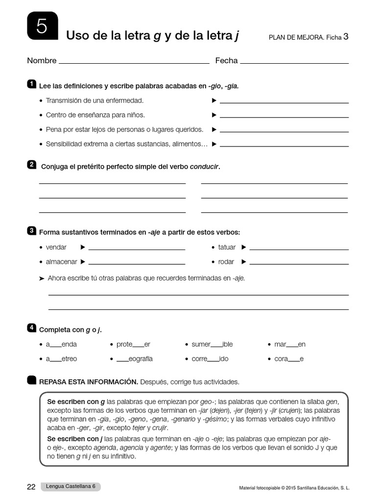 FICHA DE REPASO TEMA 6 lengua santillana | PDF | Adverbio | Verbo