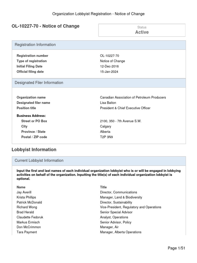 OL-10227-70 - Notice of Change: Canadian Association of Petroleum ...