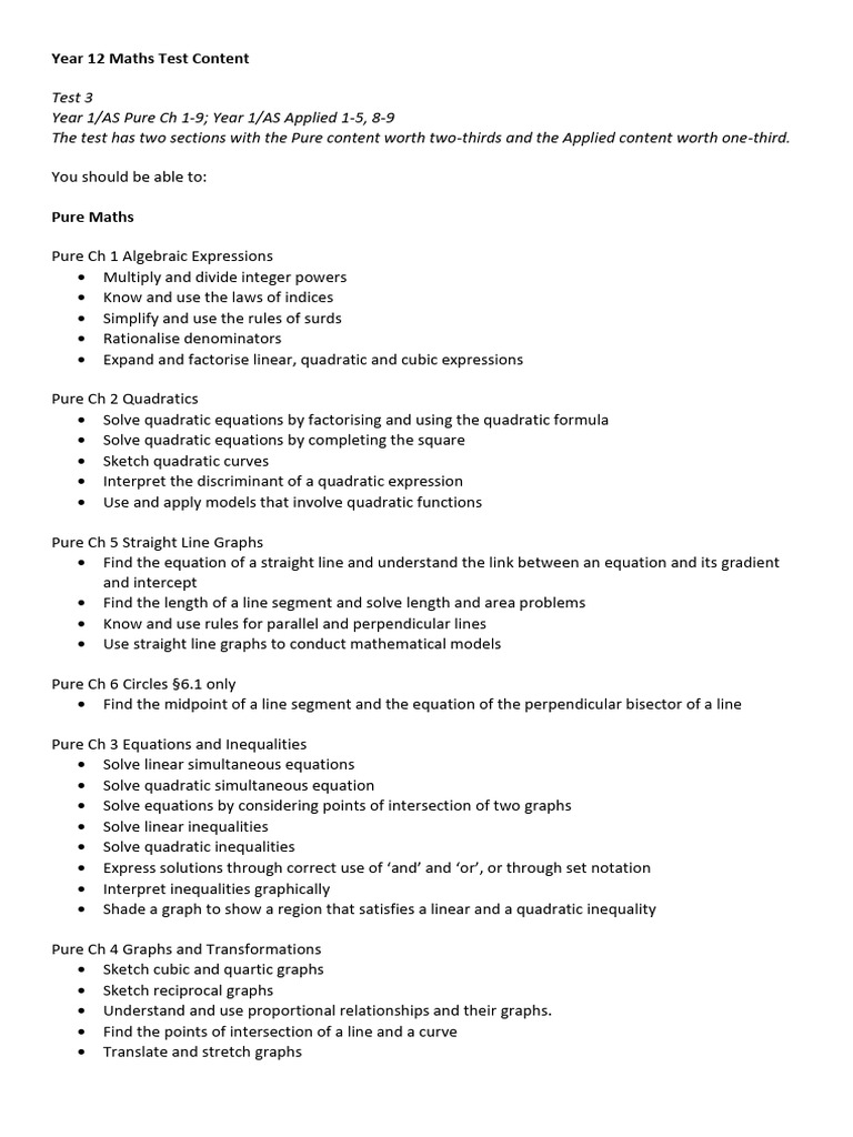 Year 12 Mid-Year Nearer Exam Content 2324 | PDF | Trigonometric ...