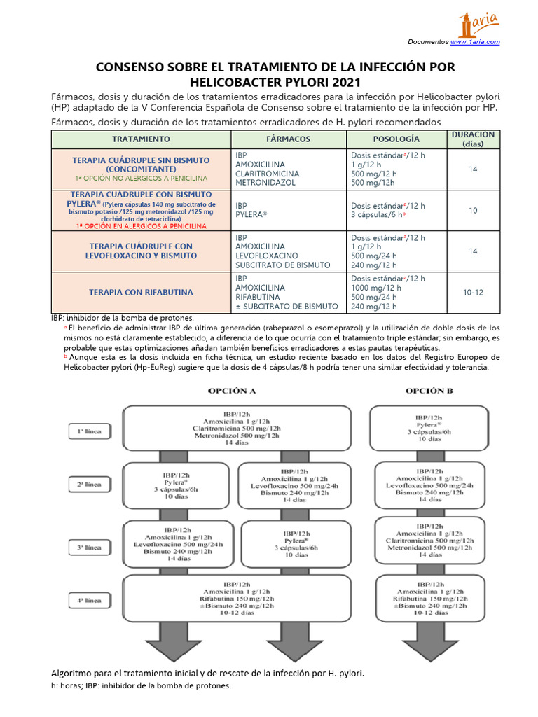 Consenso Sobre El Tratamiento de La Infeccion Por Helicobacter Pylori ...