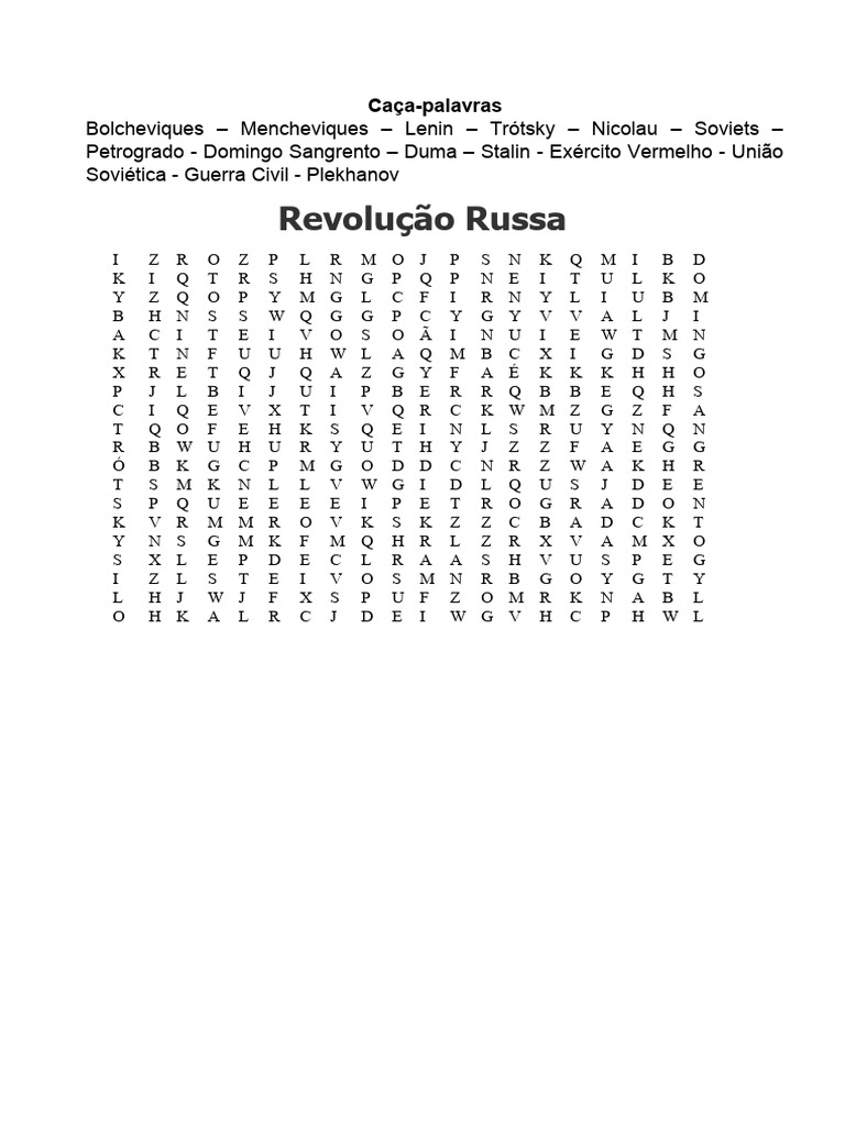 Caça Palavras - Rev Russa | PDF