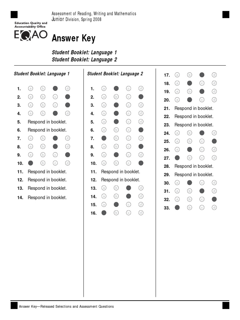 Math Answer Key 2008 | PDF | Mathematics | Science