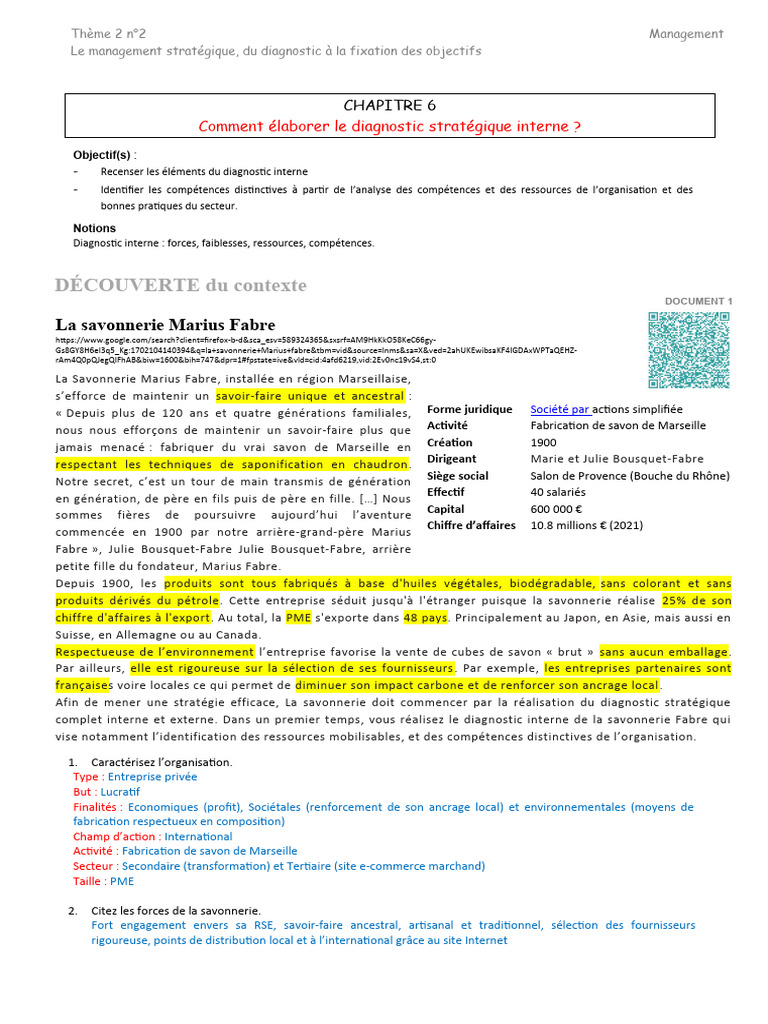 Chap6 - Comment Élaborer Le Diagnostic Interne | PDF | Économie