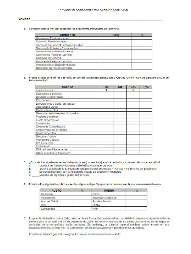 Prueba de Conocimiento | PDF