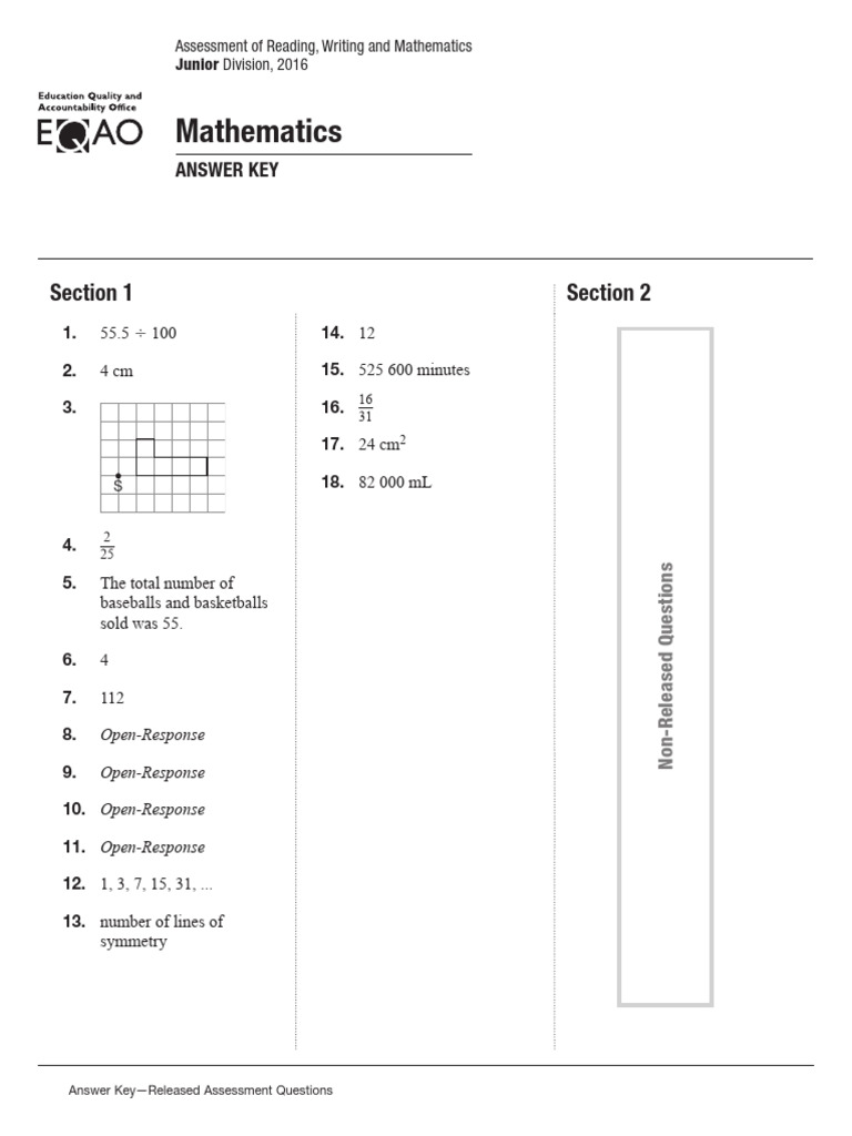 g6 Math Answer Key 2016 | PDF