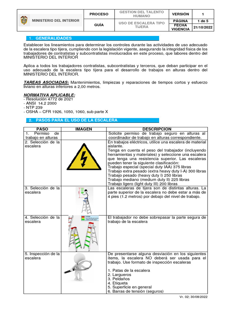Guia Uso de Escalera Tipo Tijera | PDF | Escalera