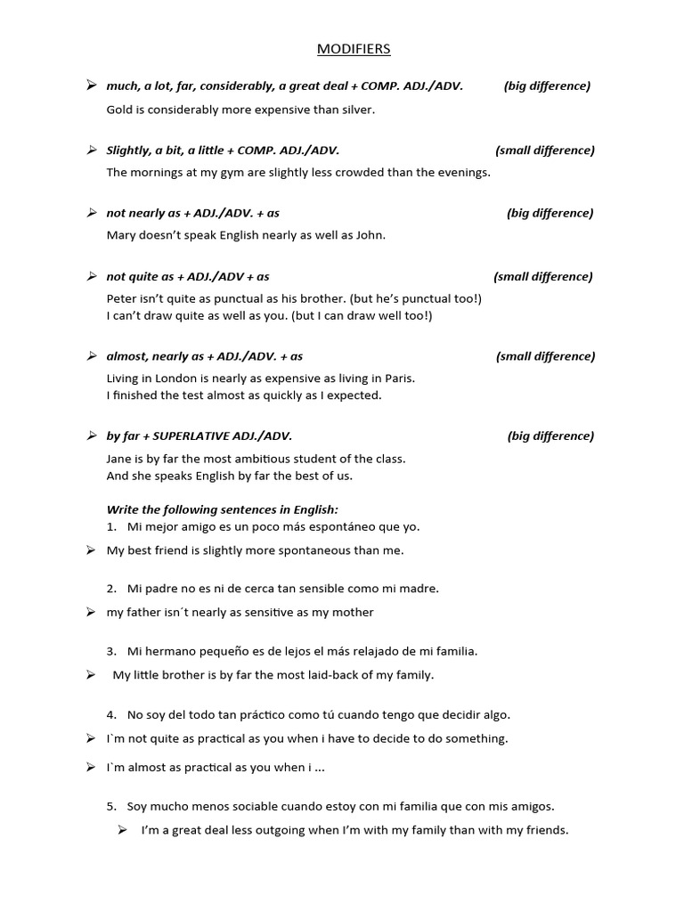 MODIFIERS First | PDF