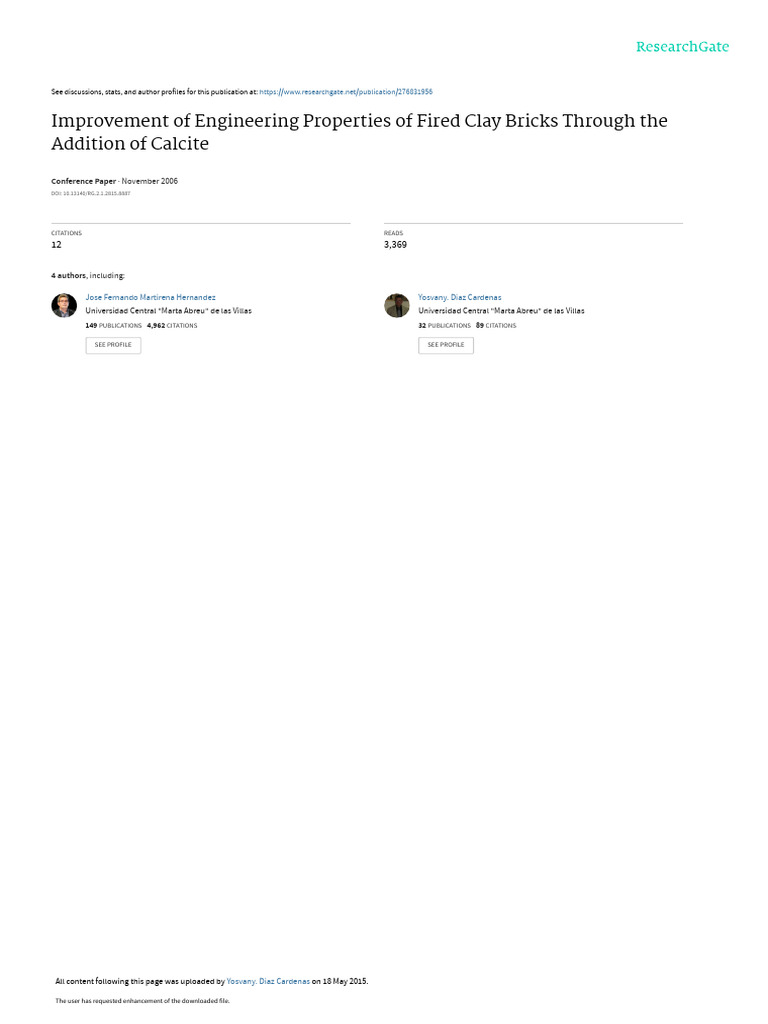 Calcite Bricks F Martirena | PDF | Sintering | Glasses