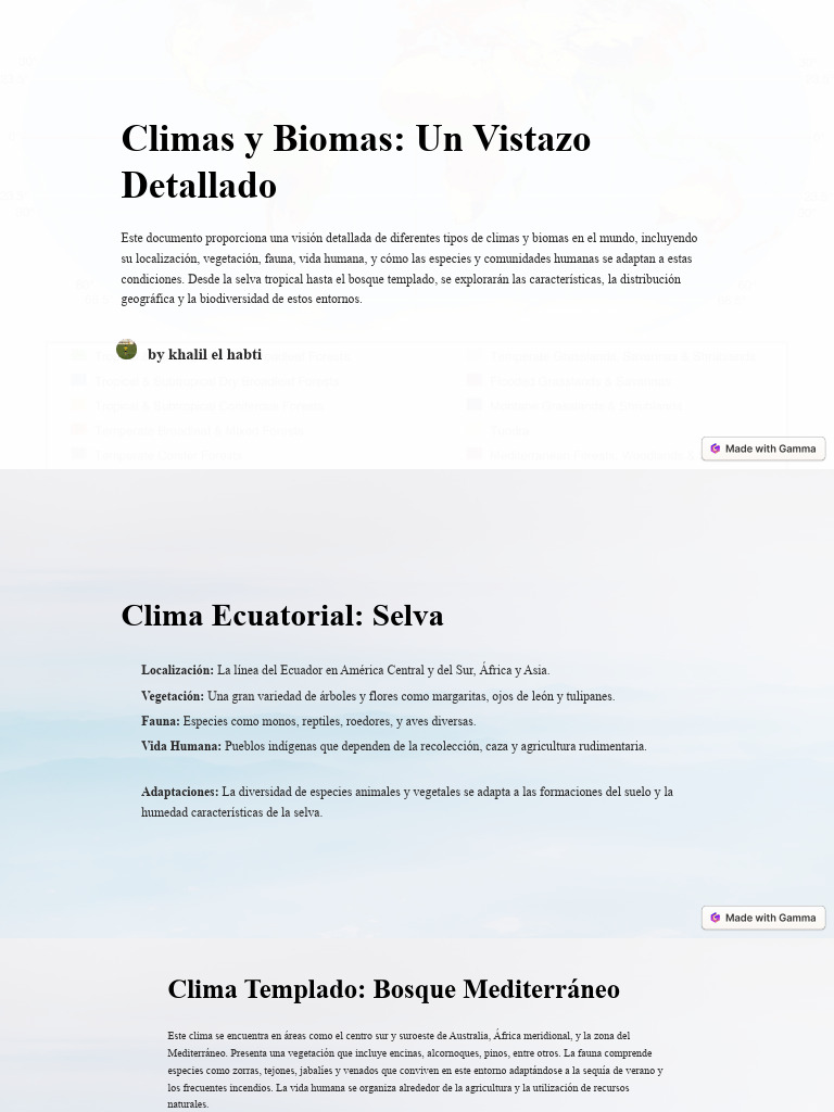 Climas y Biomas Un Vistazo Detallado | PDF | Clima | Los bosques