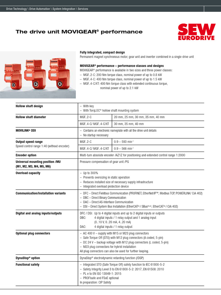 MoviGear Performance | PDF | Electric Motor | Electrical Components