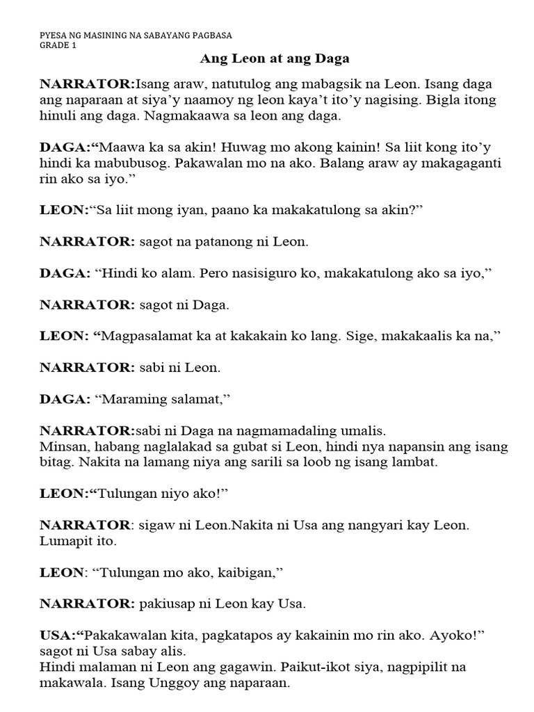 Ang Leon at Ang Daga | PDF