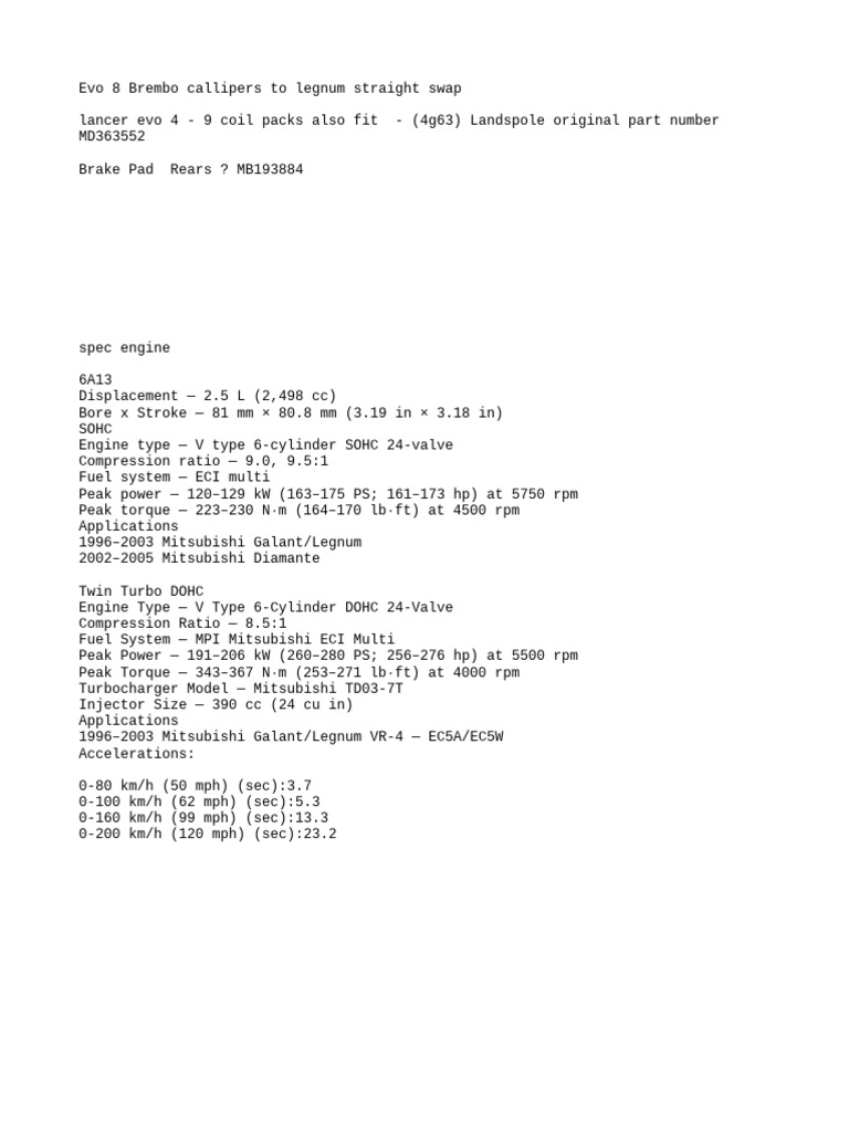 Evo 8 Brembo Swap for Legnum Guide | PDF