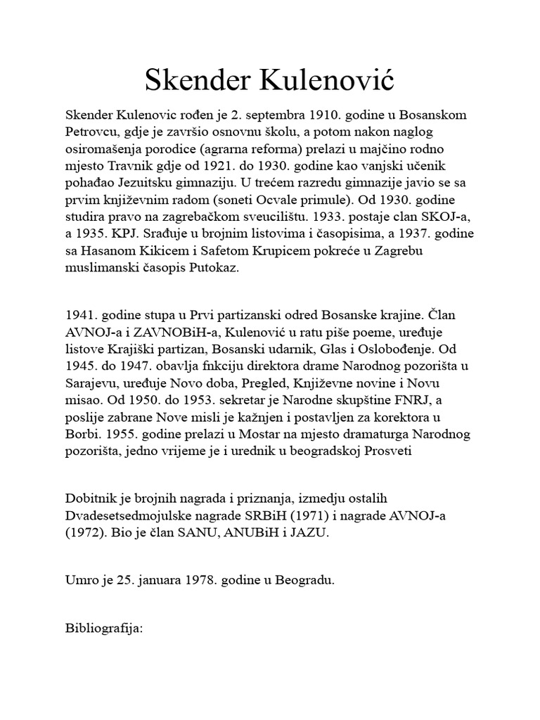 Skender Kulenović | PDF
