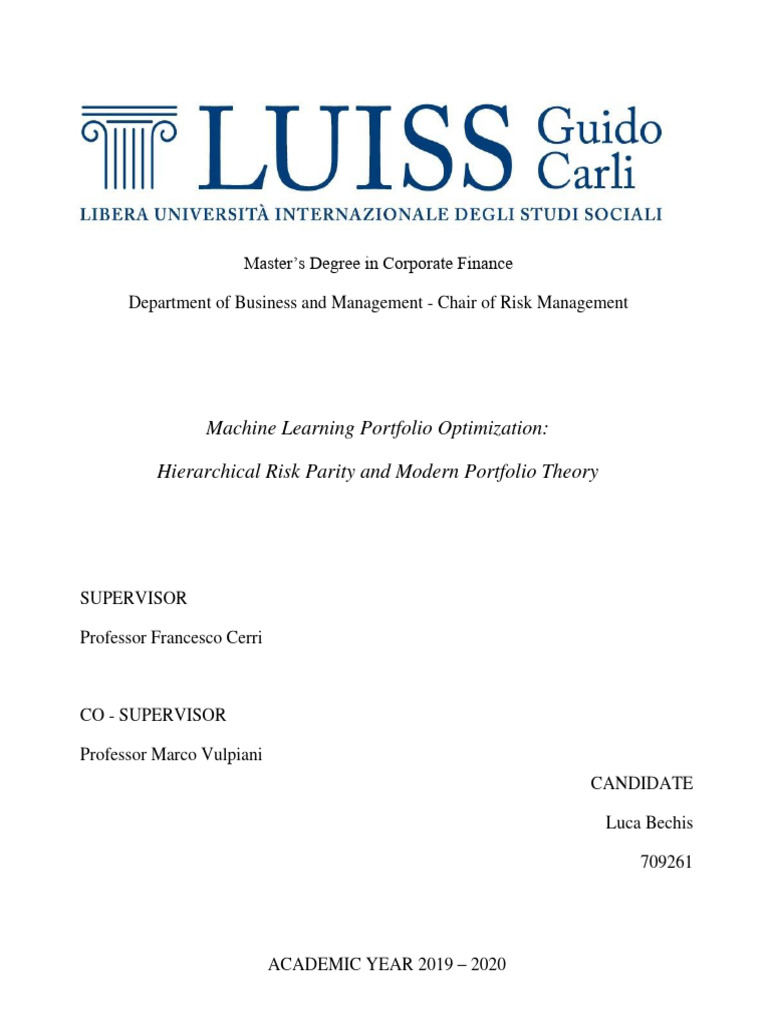 Bechis Luca | PDF | Modern Portfolio Theory | Capital Asset Pricing Model