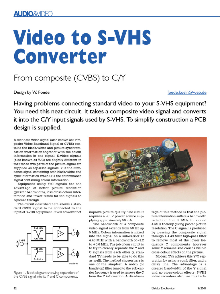 Video To S-VHS Converter: From Composite (CVBS) To C/Y | PDF ...