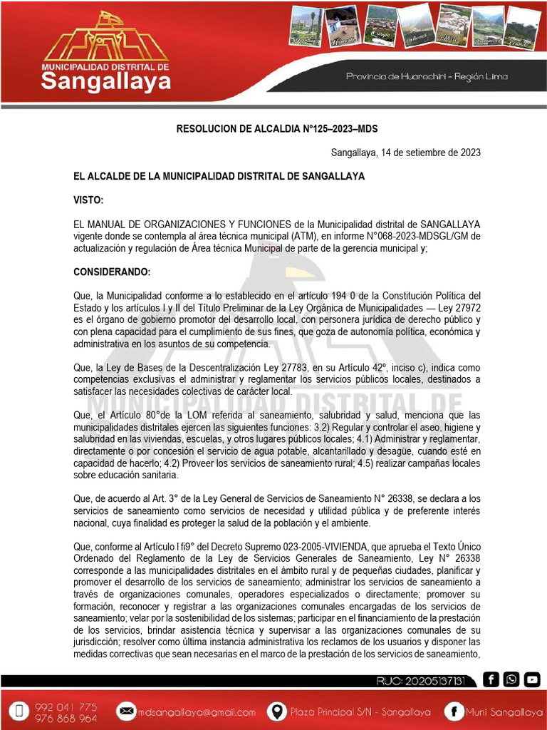 RESOLUCION N°125-2023 dar de baja resolucion ATM DESIGNAR A ALEX MARCO ...