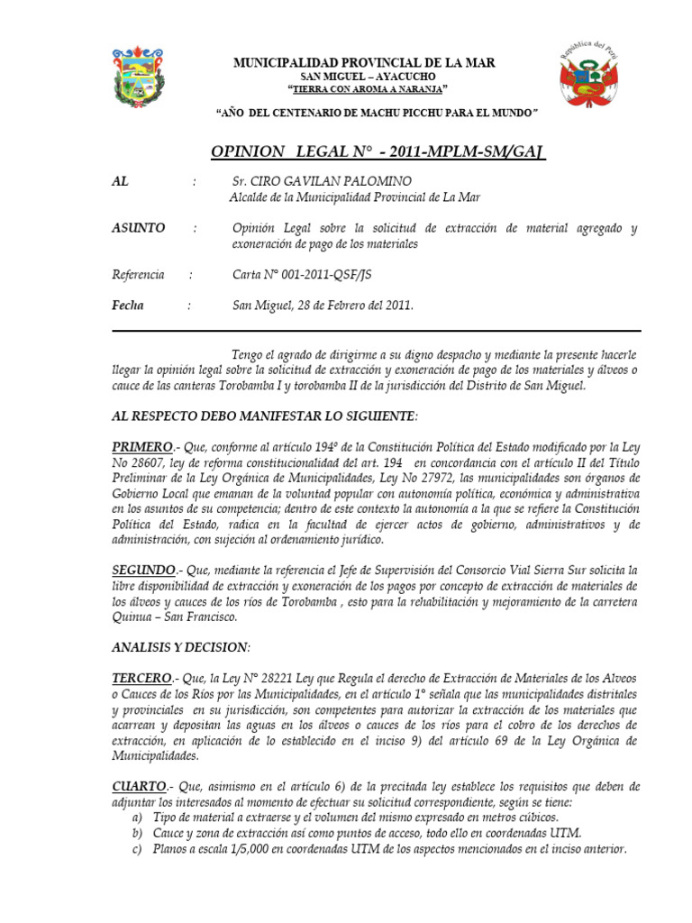 Opinion Legal | PDF | Gobierno local | Gobierno