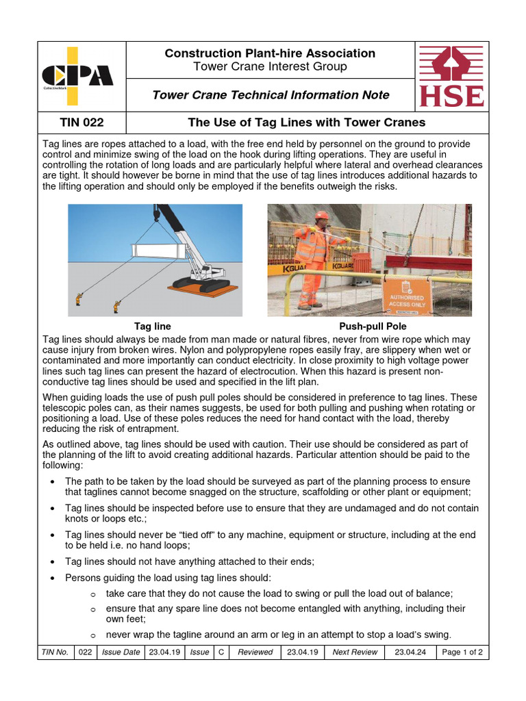 Cpa Tag Lines Guide | PDF | Crane (Machine) | Rope