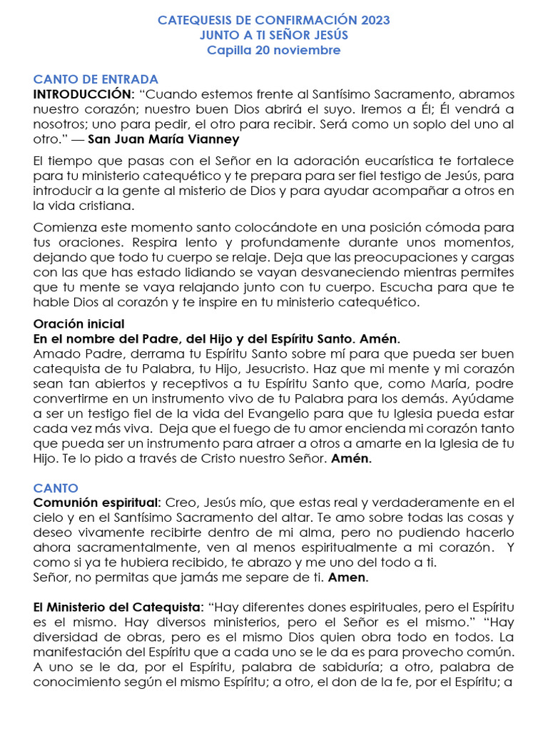 Capilla 20 Noviembre | PDF | eucaristía | Teología