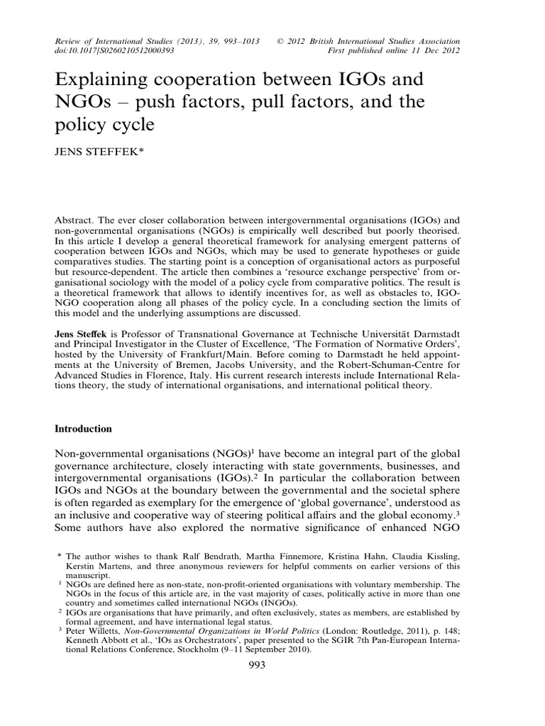 IGO-NGO Cooperation Framework | PDF | Non Governmental Organization ...