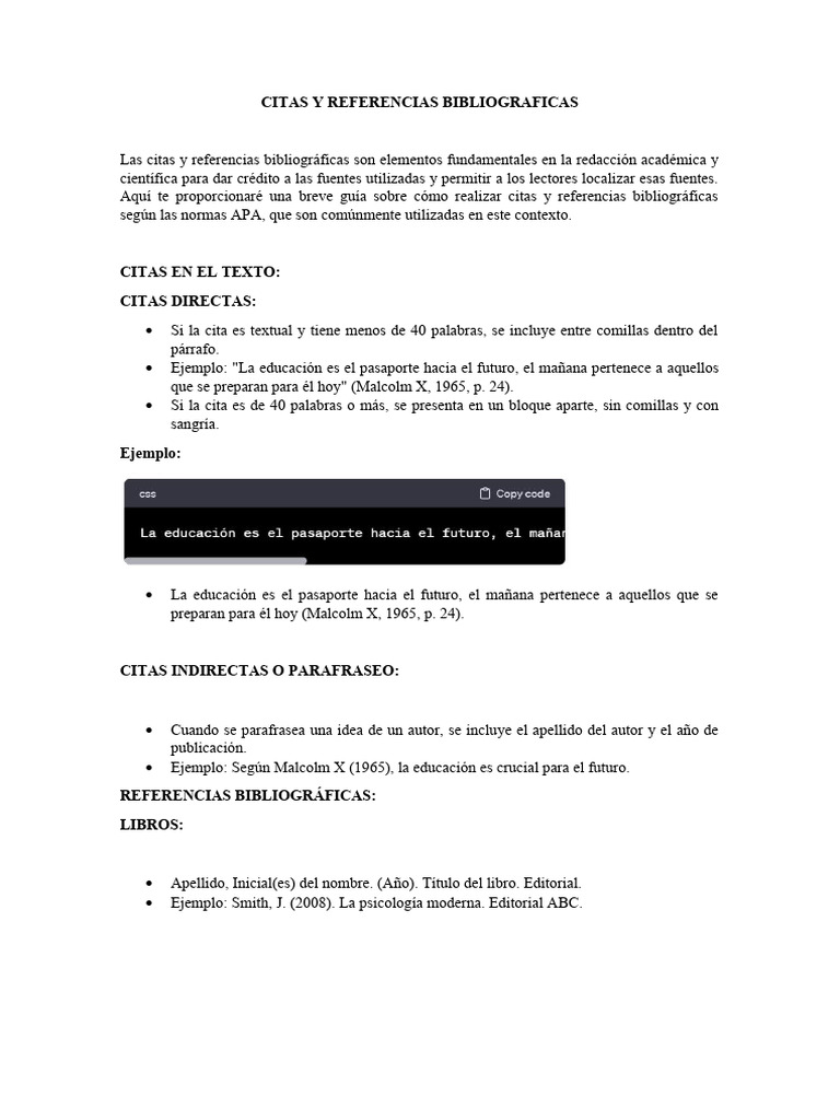 Citas Y Referencias Bibliograficas Pdf Citación Software De La