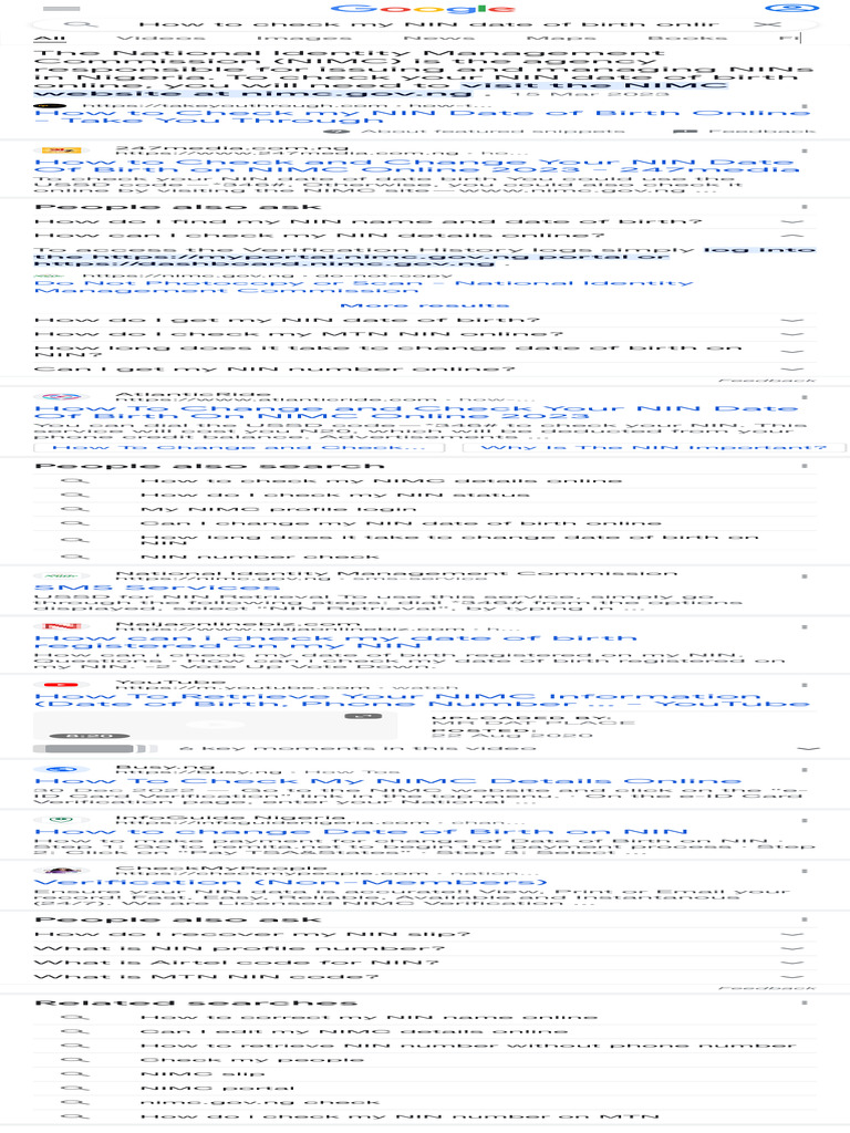How To Check My NIN Date of Birth Online - Google | PDF | You Tube | Service Industries