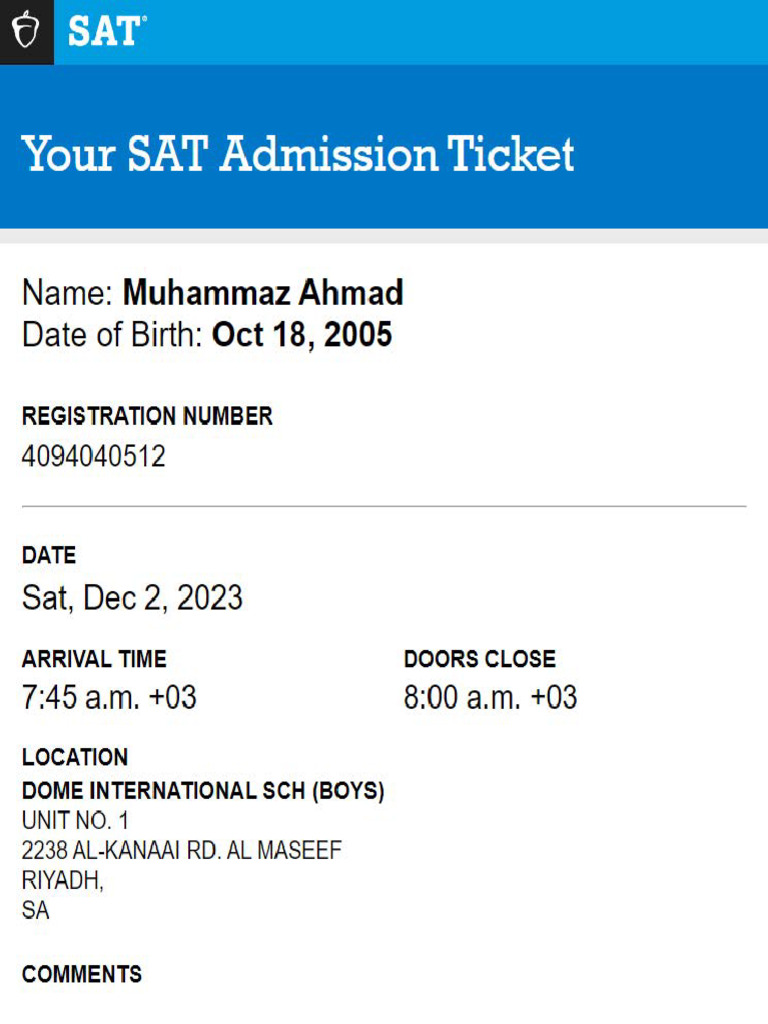 SAT Ticket | PDF