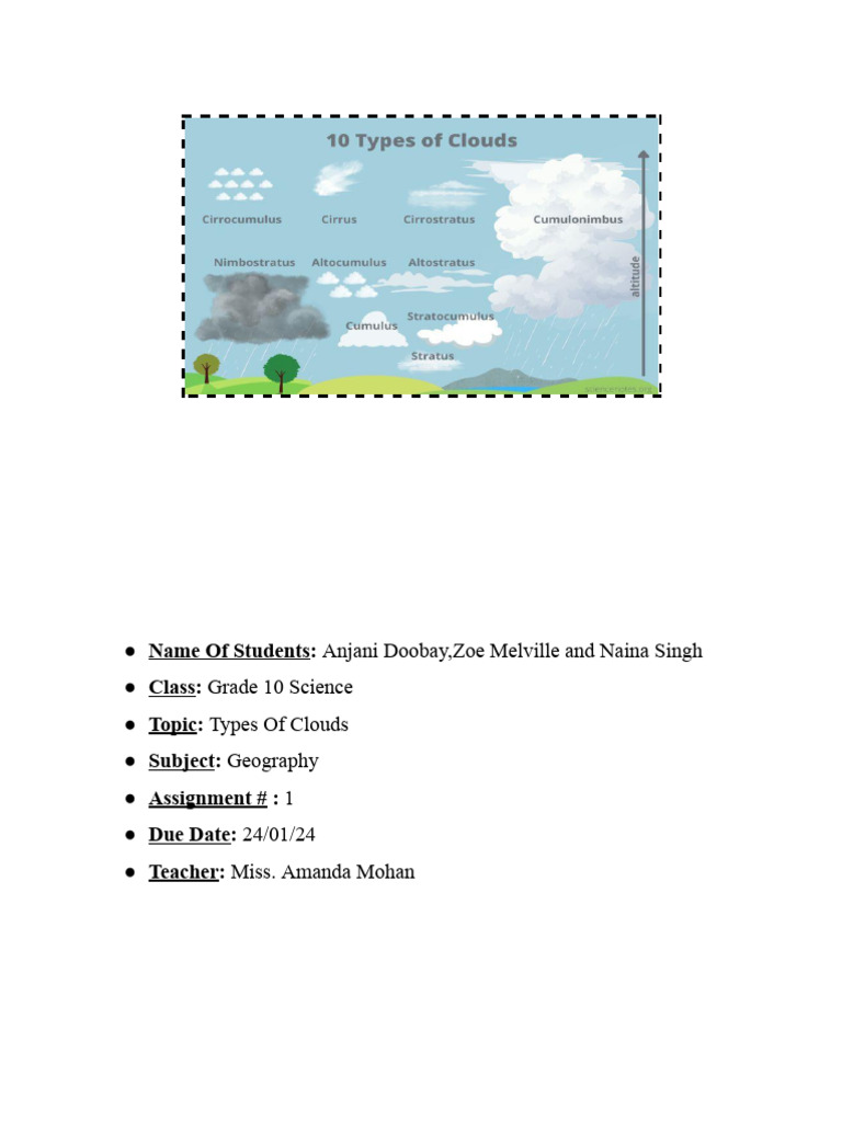 Geography Assignment 1 - Clouds 1 | PDF | Cloud | Earth Sciences