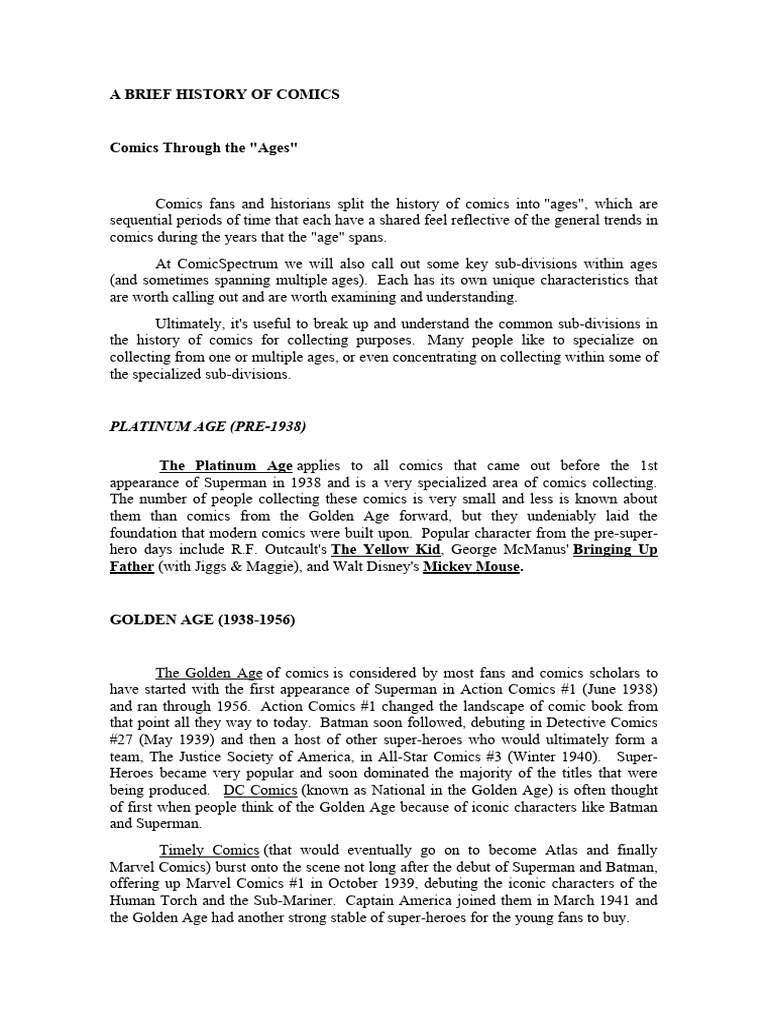 A Brief History of Comics | PDF | Golden Age Of Comic Books | Superheroes