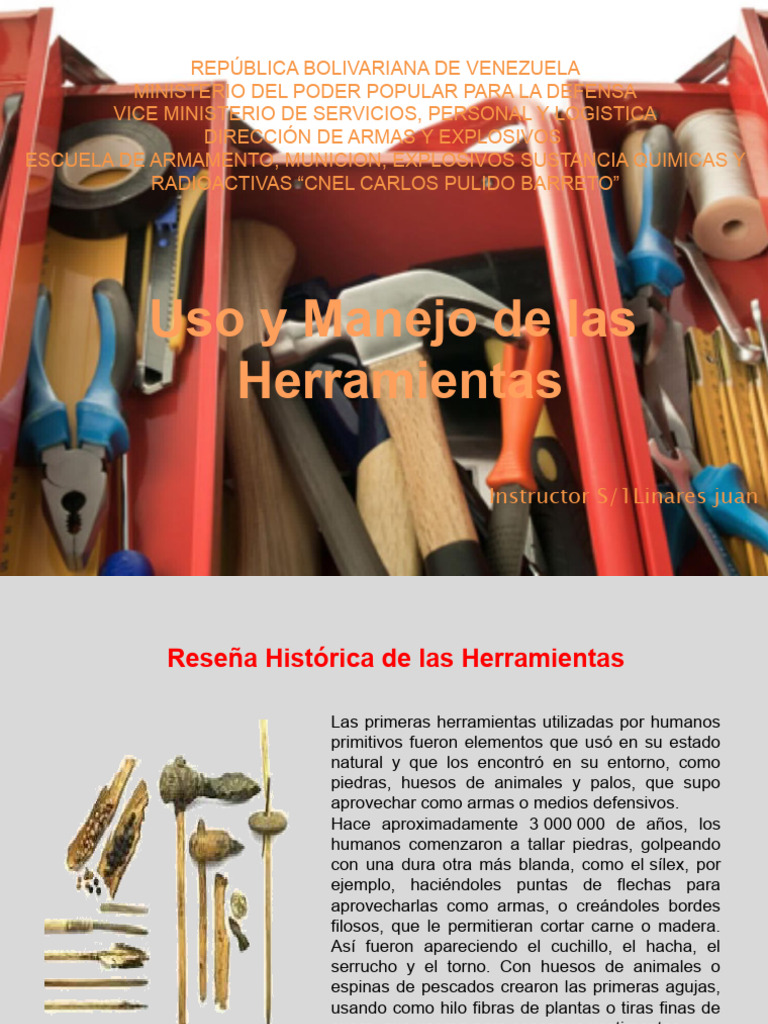 Clase de Manejo y Uso de Las Herramientas Parte 1 | PDF | Herramientas | Tornillo