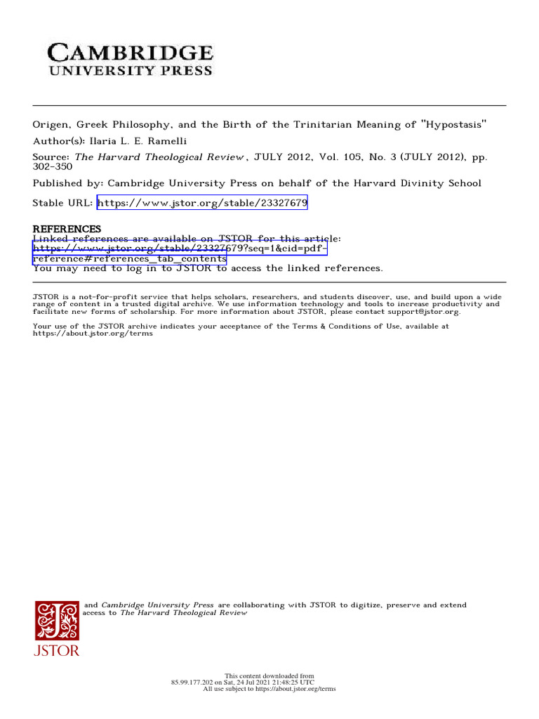 Origen, Greek Philosophy, And the Birth of the Trinitarian Meaning of ...