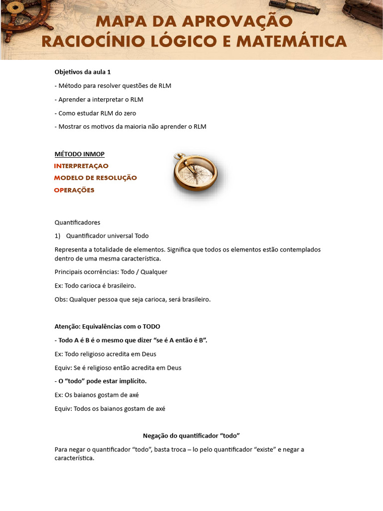 Mapa Da Aprovação - Aula 1 | Download grátis PDF | Lógica | Axioma