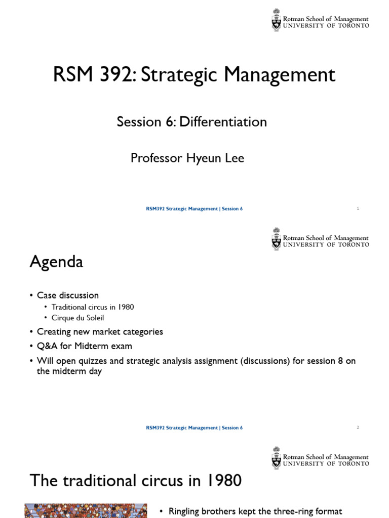 RSM 392: Strategic Management: Session 6: Differentiation | PDF ...