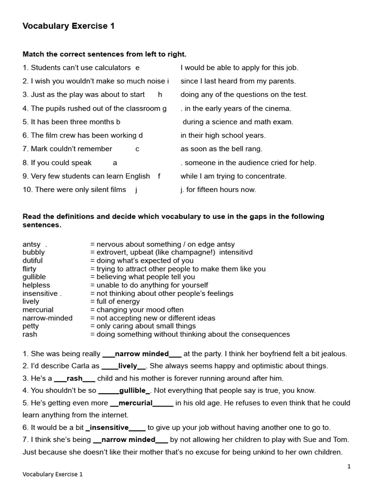 Vocabulary Exercise 1 | PDF | Banks | Money