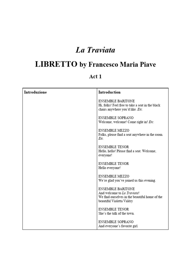 La Traviata Libretto | PDF | La Traviata | French Music